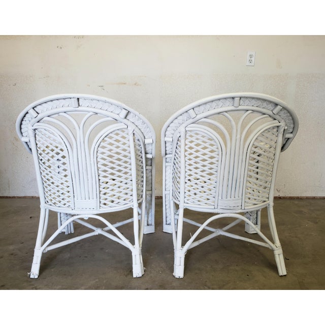 Vintage White Natural Wicker Rattan Chairs - a Pair | Chairish