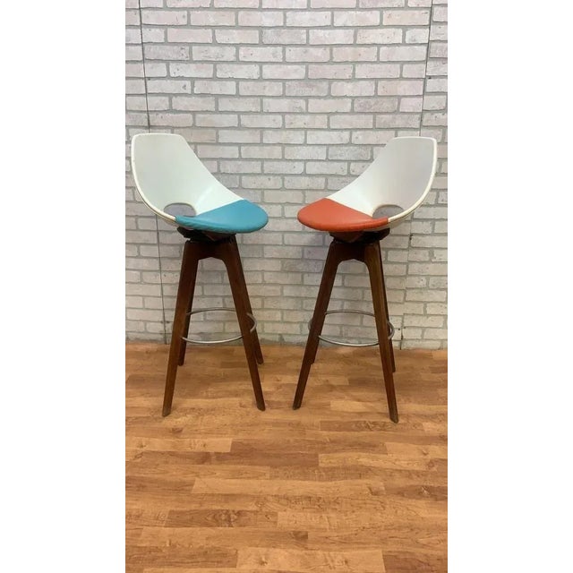 1950s Mid Century Modern Stools Designed by John Yellen - Pair | Chairish