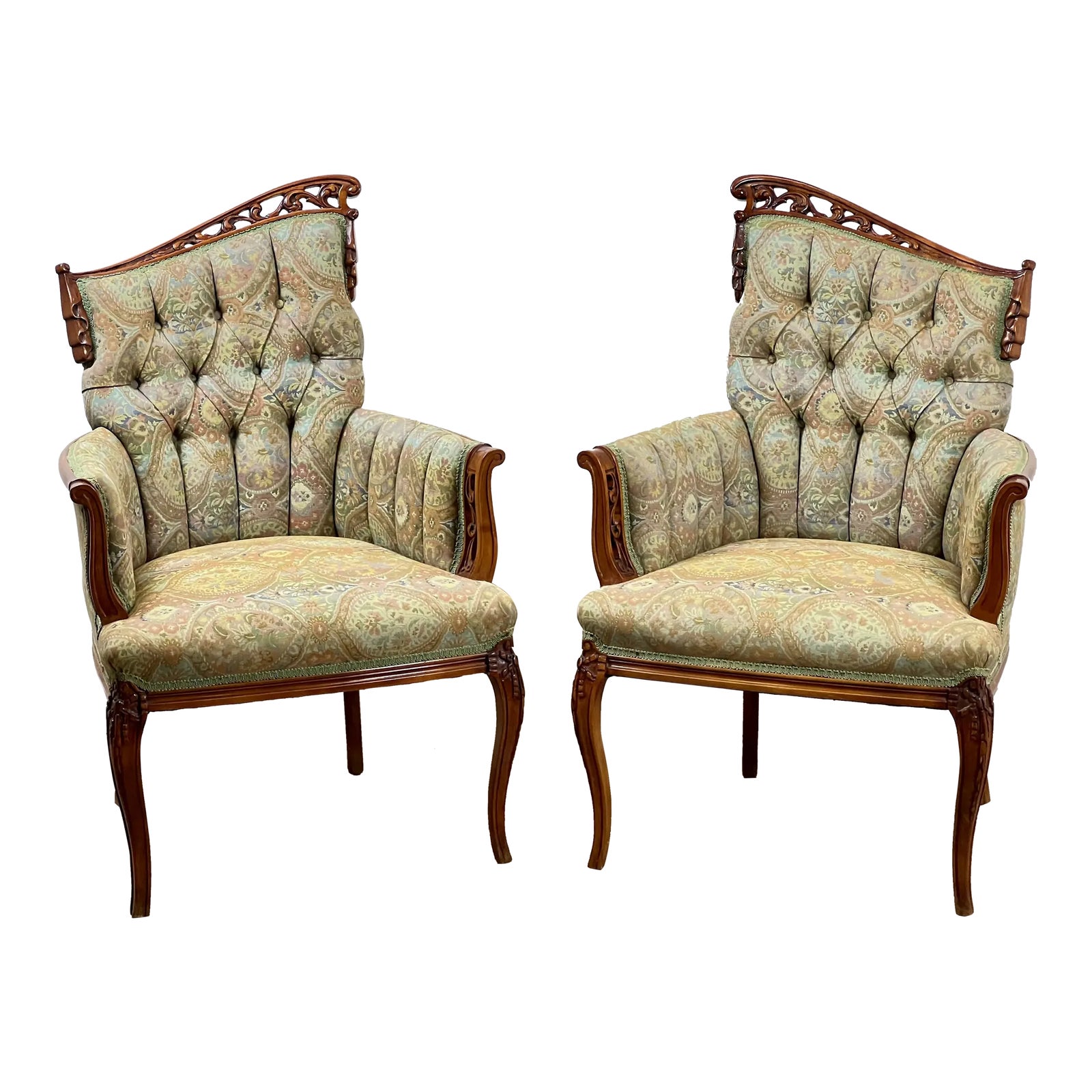 Early 20th Century Vintage Pair Hollywood Regency Style Angel Wing Back ...