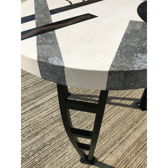 Memphis Marble and Brass Inlay End Tables - a Pair | Chairish