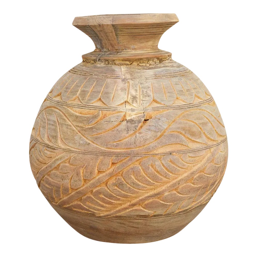 Carved Bleached Naga Water Pot | Chairish
