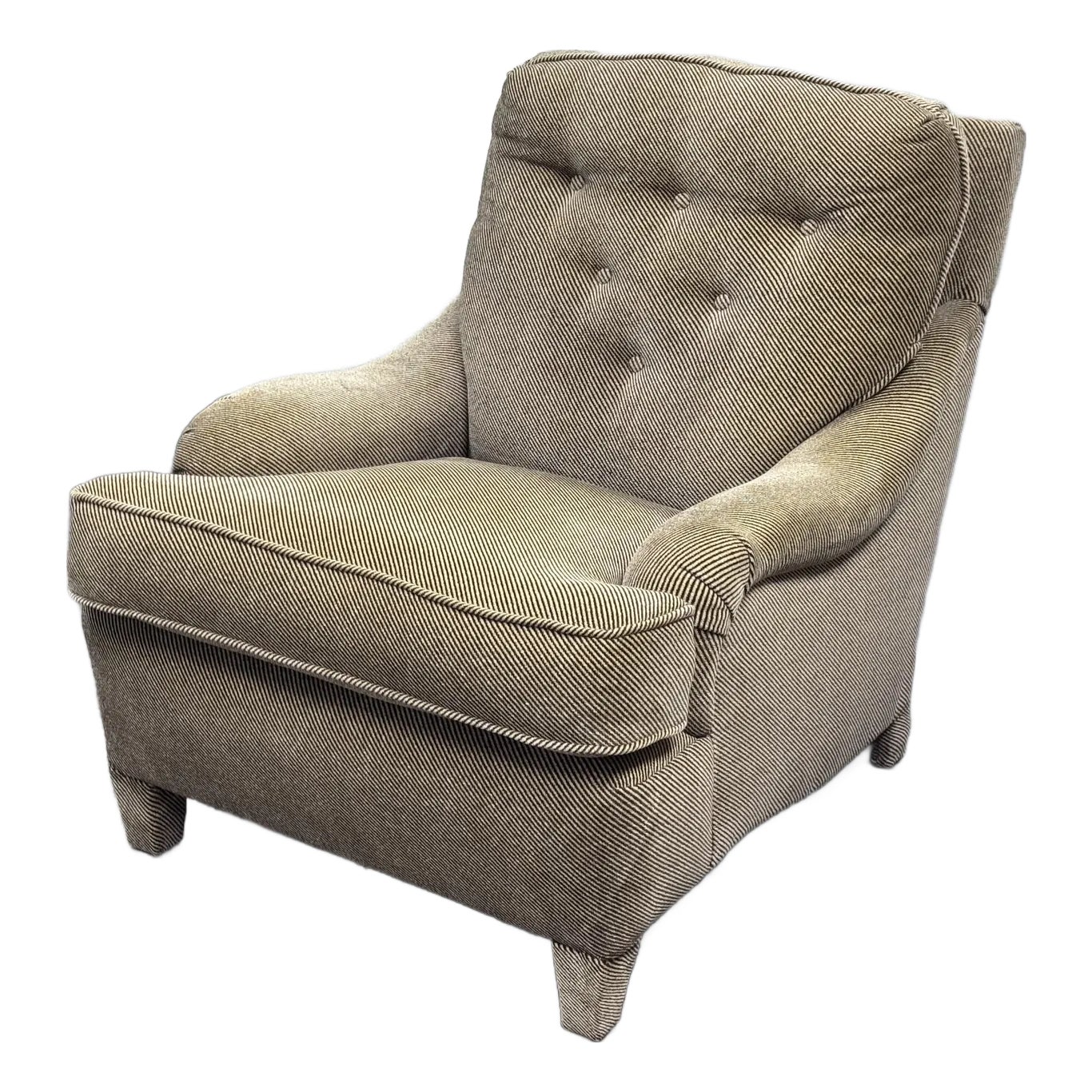 Custom Made Rolled Arm Lounge Chair | Chairish