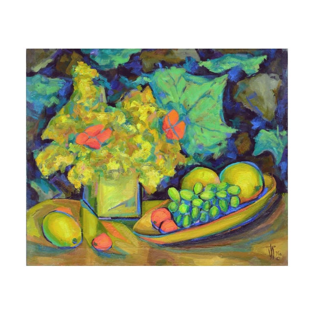 Mid Century Fauvist Floral & Fruit Still Life Painting by Virginia ...