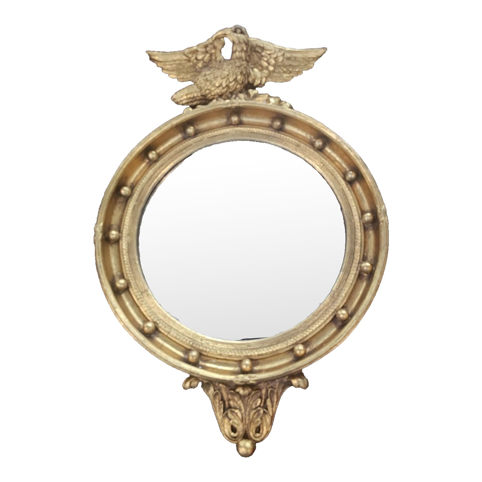 Mid 20th Century Federal Style Gold Gilt Wood Eagle Convex Mirror ...