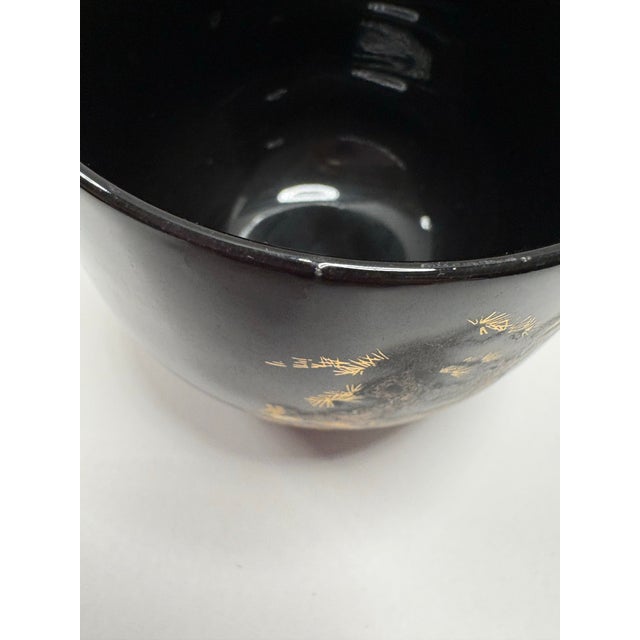 Vintage Japanese Black & Gold Tea Set | Teapot W Bamboo Handle + 4 Cups ...