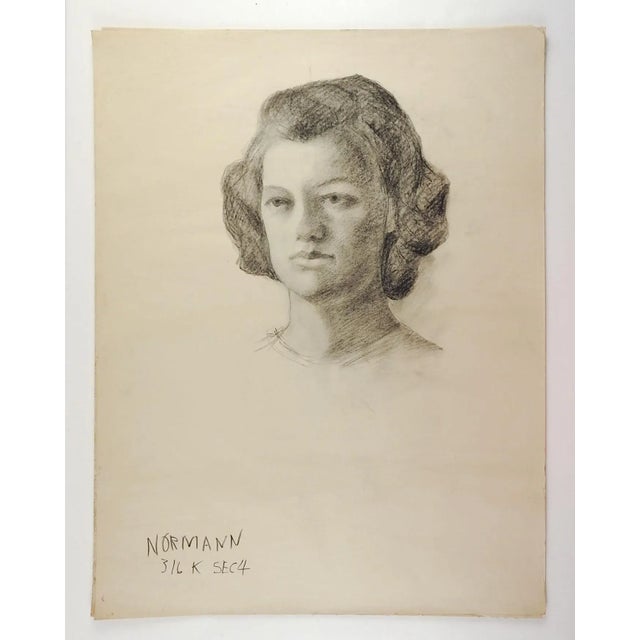 1950s Drawing Female Portrait 1950's | Chairish