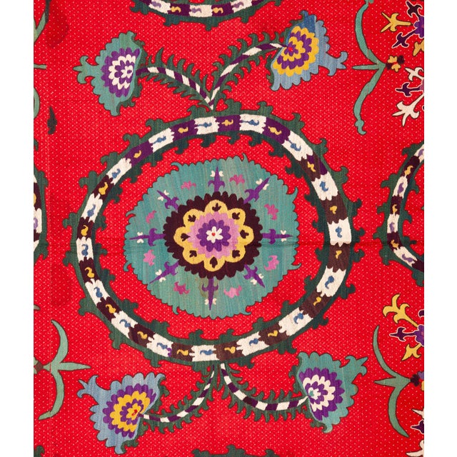 Red Background Suzani from Uzbekistan, Late 19th-Early 20th Century ...