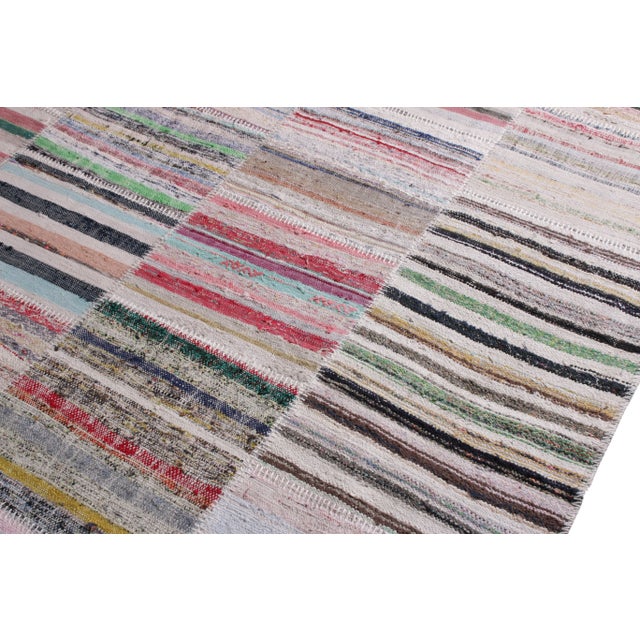Rug & Kilim's Modern Patchwork Kilim Rug in Gray Multicolor Stripe ...