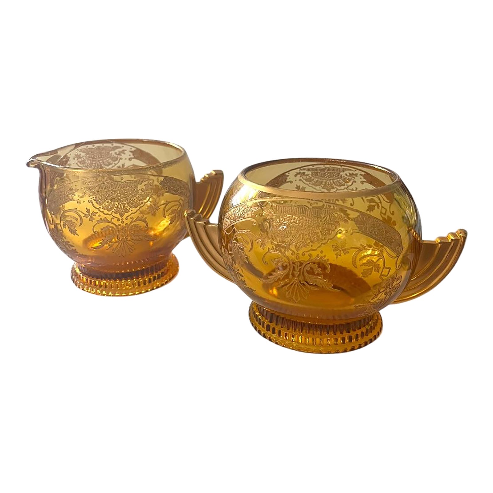 1930s Duncan & Miller Glastonbury-Lotus Amber Gold Glass Creamer ...