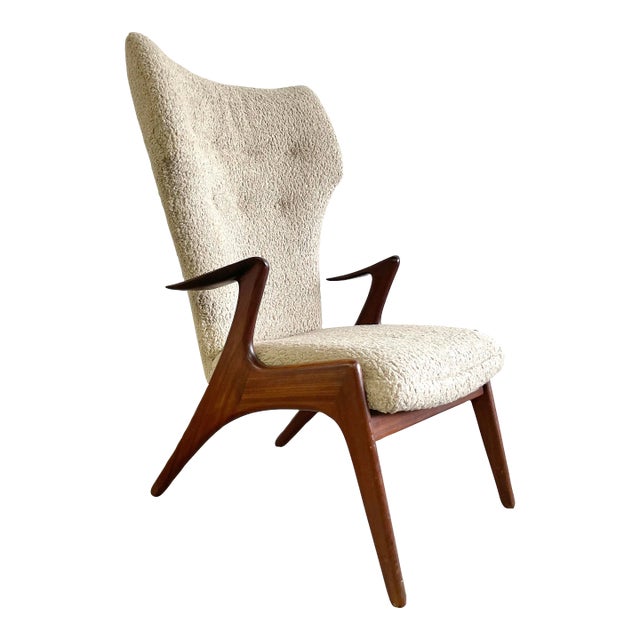 Kurt Ostervig Danish Modern Sculptural Wingback Lounge Chair | Chairish