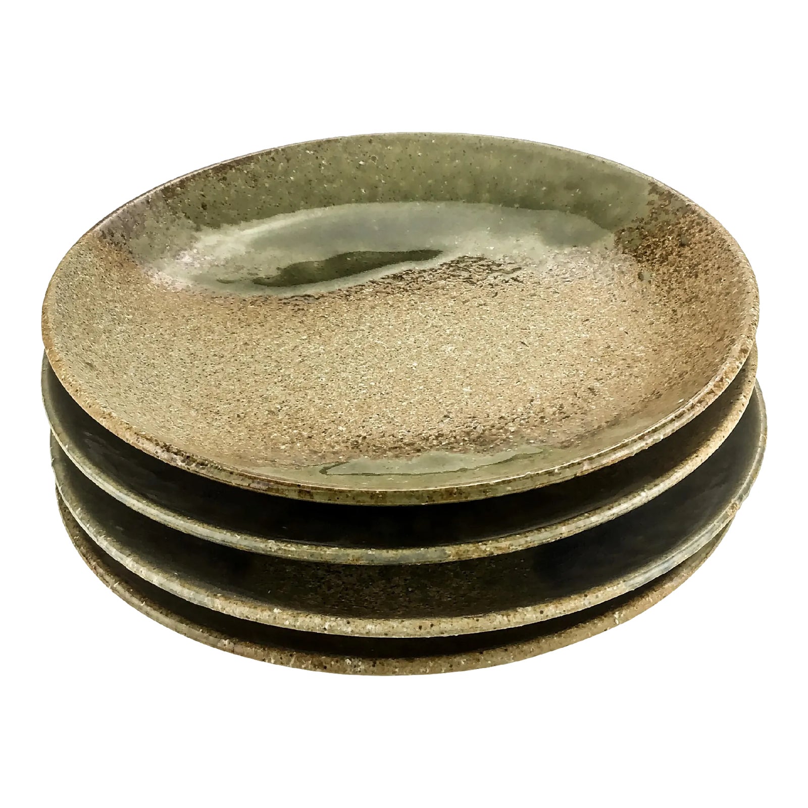 Japanese Artisan Stoneware Condiment Plates a Set of 4 | Chairish