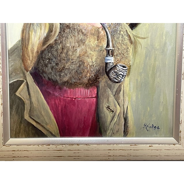 Mid 20th Century Portrait Oil Painting Cornish Fisherman Smoking Pipe ...