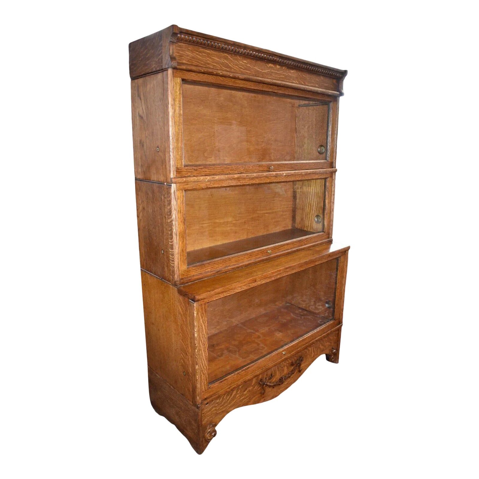 Antique 3 Stack Step Back Tiger Stripe Oak Barrister Lawyer's Bookcase ...