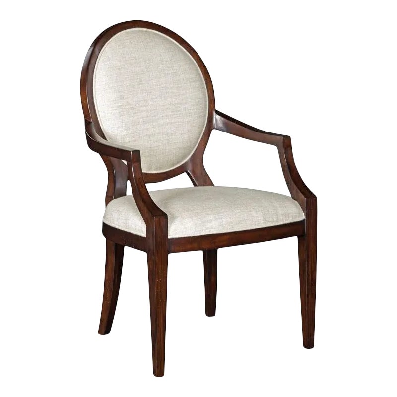 Oval Back Arm Chair in Brown | Chairish