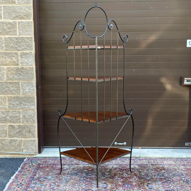 Charleston Forge Monaco Corner Bakers Rack Wrought Iron & Solid Wood ...