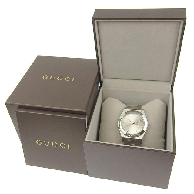 Gucci Pantheon Date Men's Automatic Watch Silver Dial 115 2 | Chairish