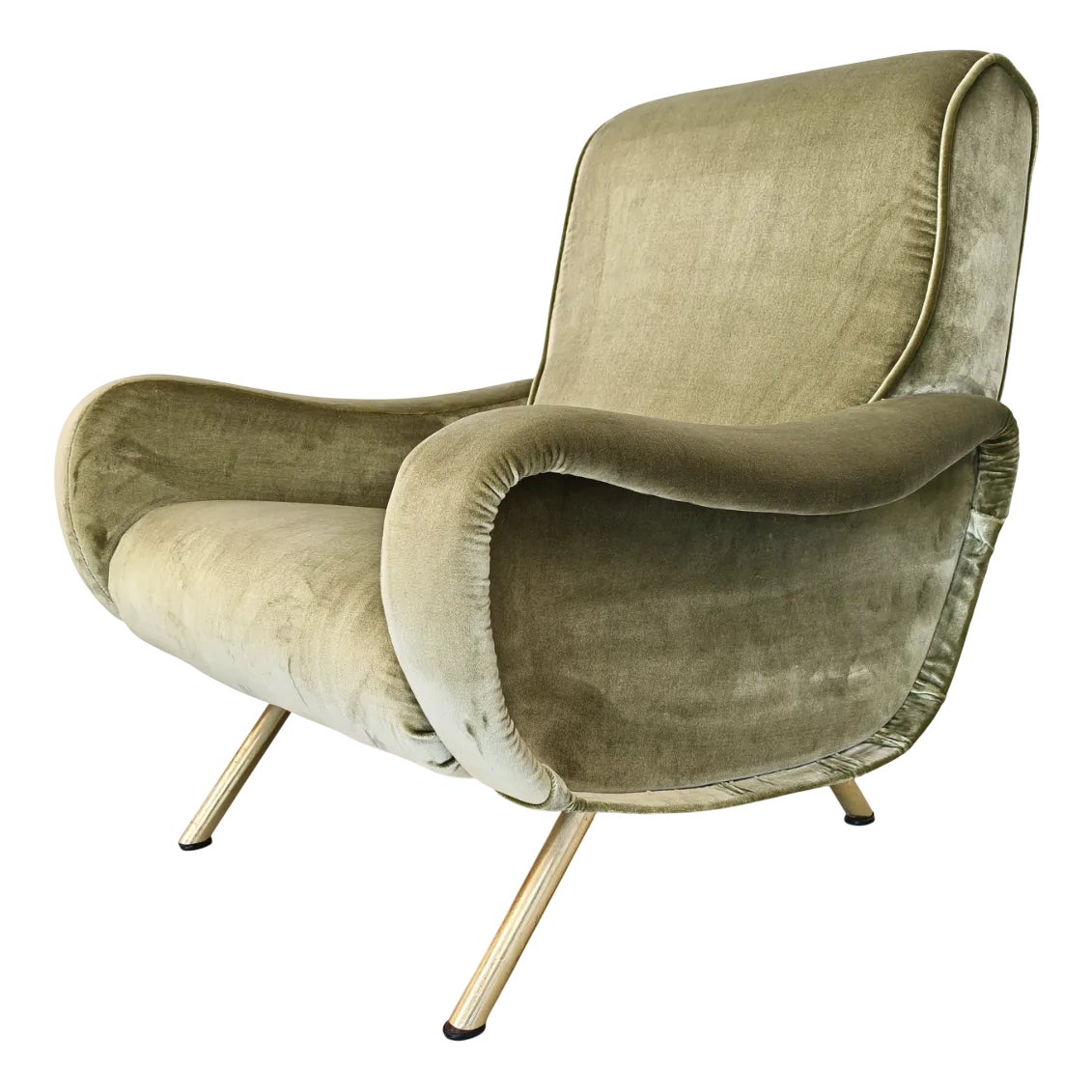 Lady Armchair in Green Velvet attributed to Marco Zanuso for Arflex ...