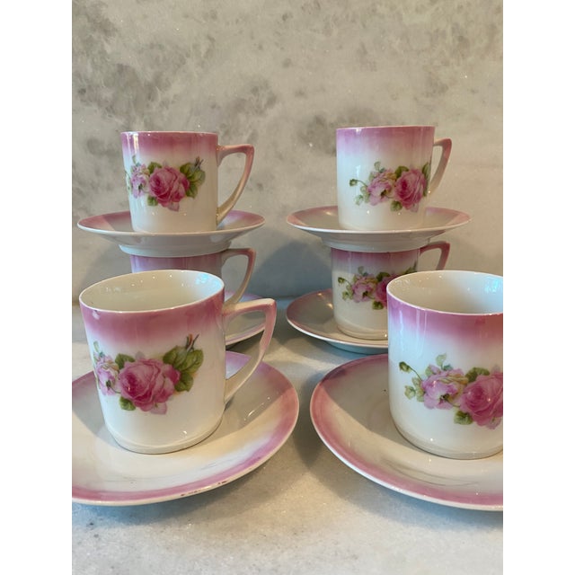 Pink Antique German Chocolate Pot Set - 13 Pieces | Chairish