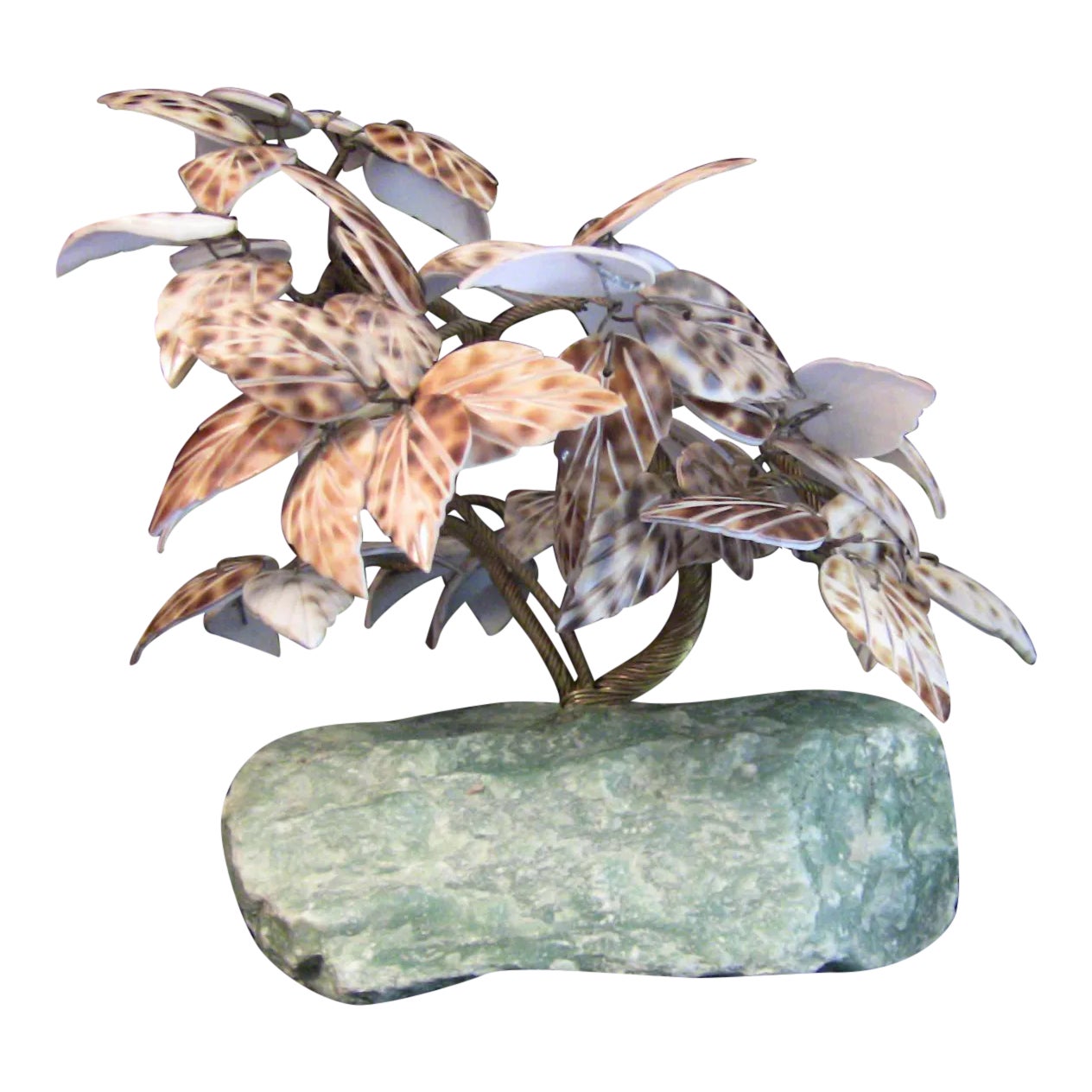 Bonsai Tree Sculpture Shell Leaves on Raw Marble | Chairish