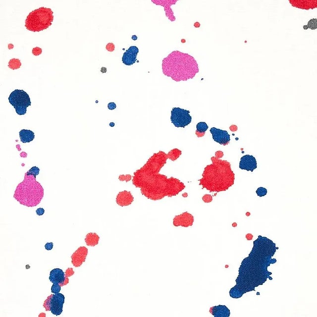 Sample- Schumacher X Porter Teleo Ink Splash Fabric in Red & Blue ...