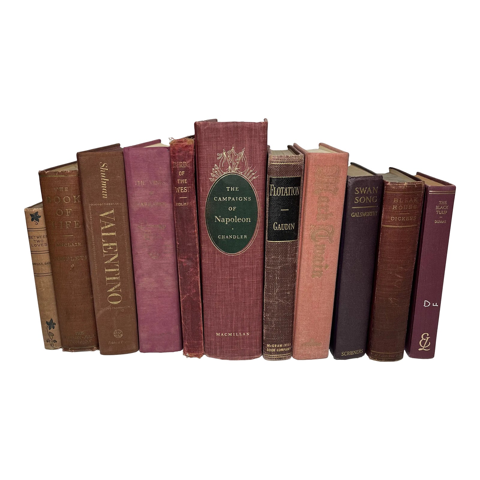 Purples and Pinks Vintage Book Set - 11 Pieces | Chairish