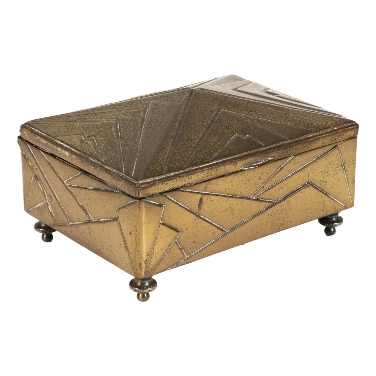Vintage Jennings Brothers Brass Plated Art Deco Style Music Box | Chairish
