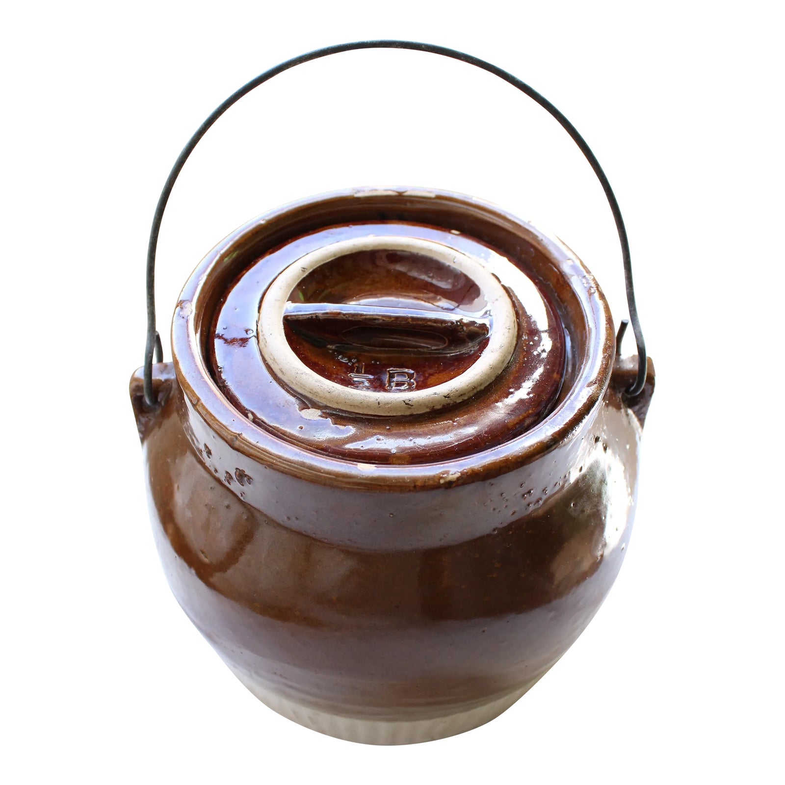 Mid-Century Vintage Stoneware Bean Pot | Chairish