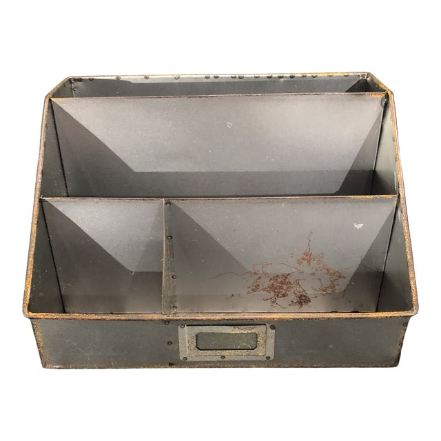 Vintage Industrial Metal Storage Organizer Desk Office Garden | Chairish