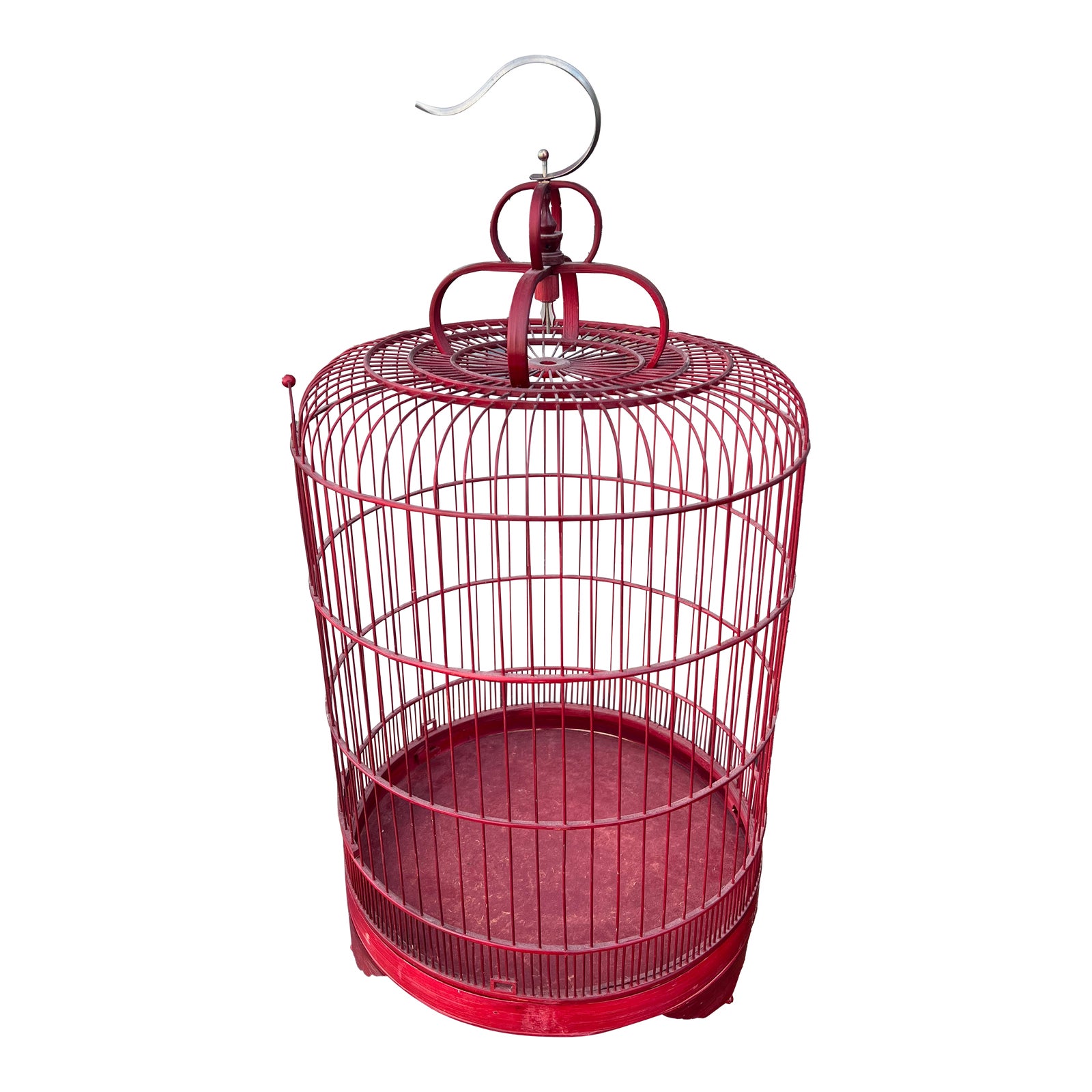 Vintage Red Wood Bird Cage | Chairish