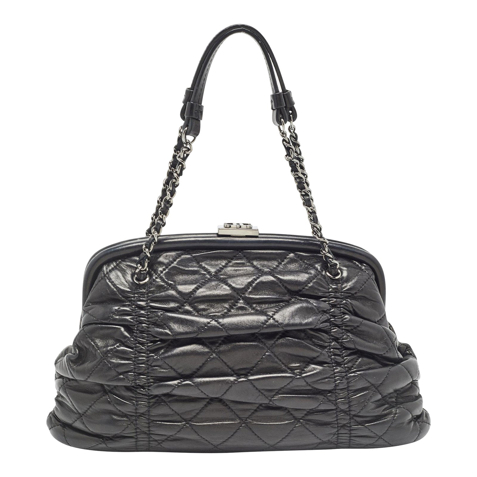 Chanel Black Quilted Leather Sharpei Frame Bag | Chairish