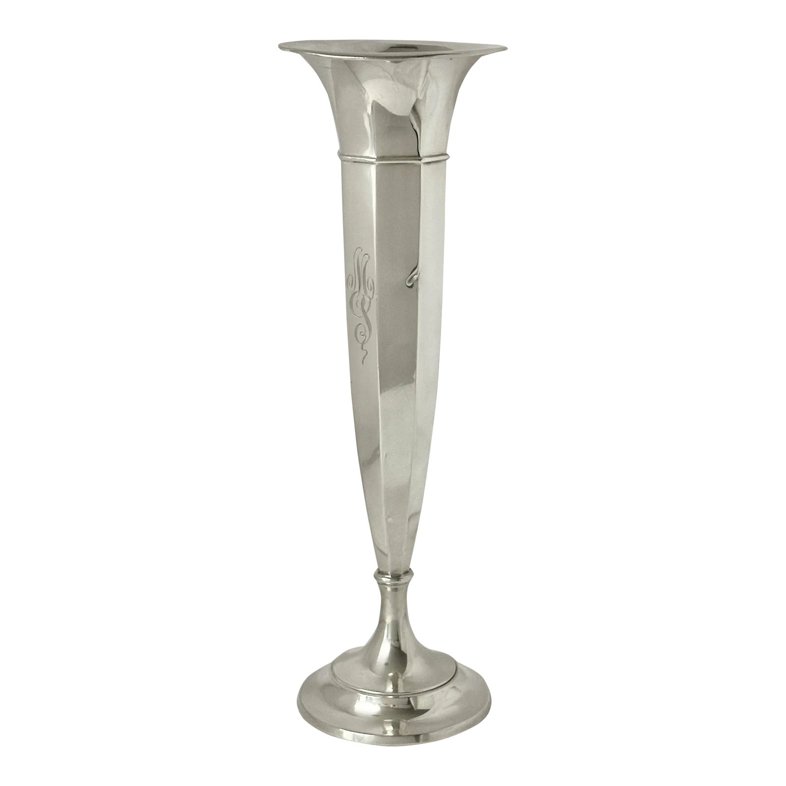 Vintage Sterling Silver Flower Monogrammed Vase | Chairish