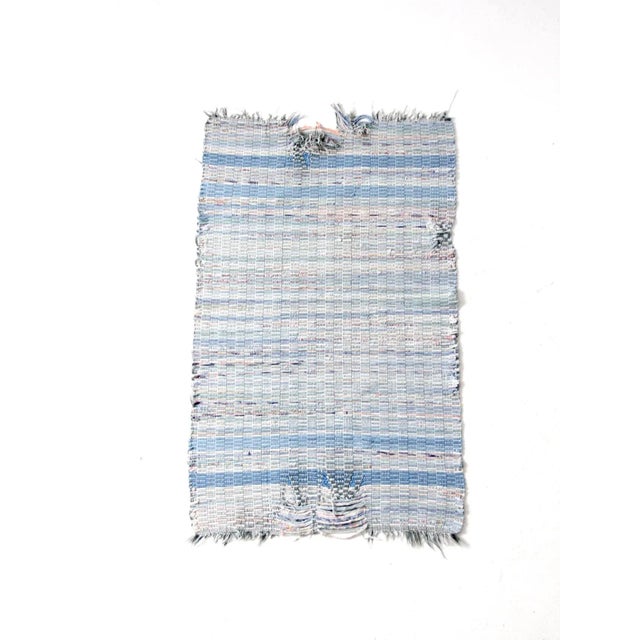 Early 20th Century Vintage Blue Farmhouse Rag Rug | Chairish