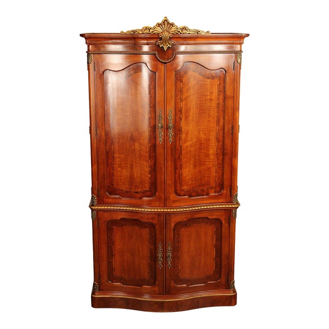 Henredon French Regency Style Four Door Walnut Armoire | Chairish