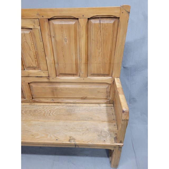 Antique Rustic Pine Long Settle Bench Banquette Seating With Cushion | Chairish