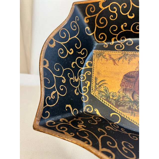 Vintage Regency Tole Lion Footed Decorative Cachepot Hand Painted With ...