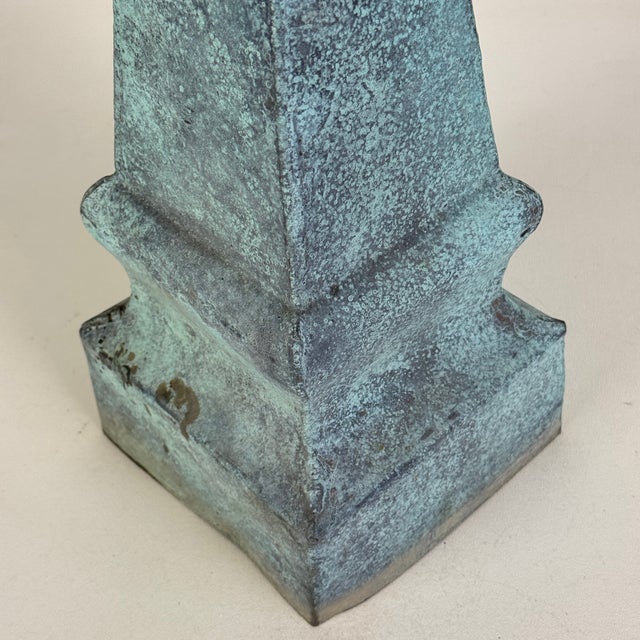 Salvaged Vintage Metal Obelisk in Baby Blue Color, Counter Decor | Chairish