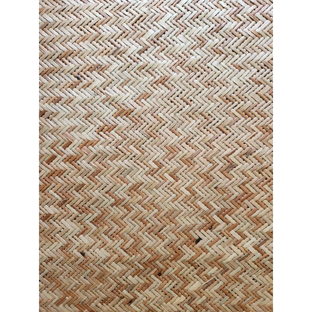 Hand Woven Split Bamboo Cane Herringbone Floor Mat | Chairish