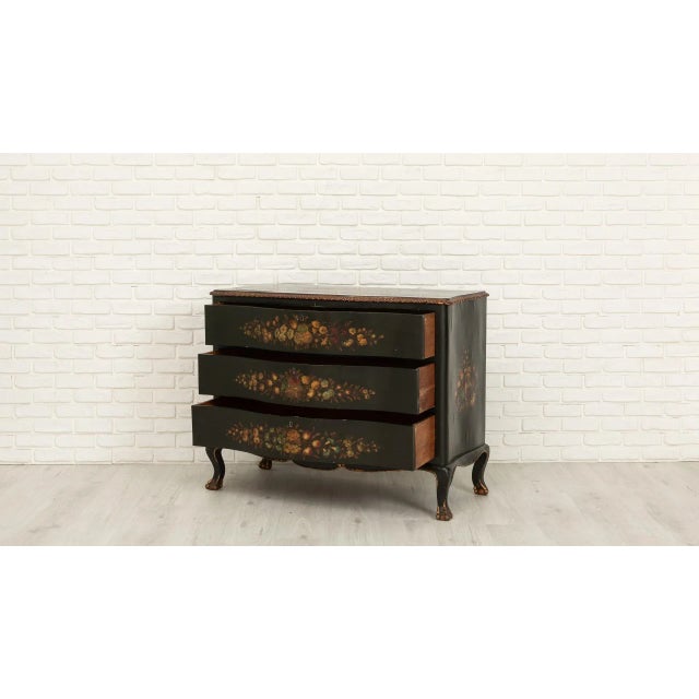 1960s Green Chest of Drawers With Floral Decorations | Chairish