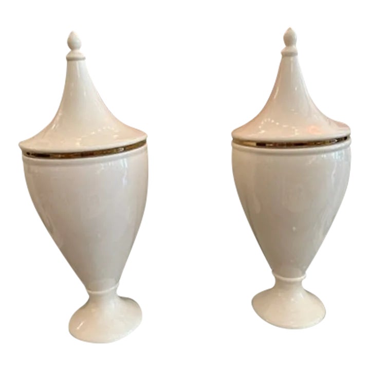Pair of 1980s Jaru Lidded Ceramic Urns | Chairish