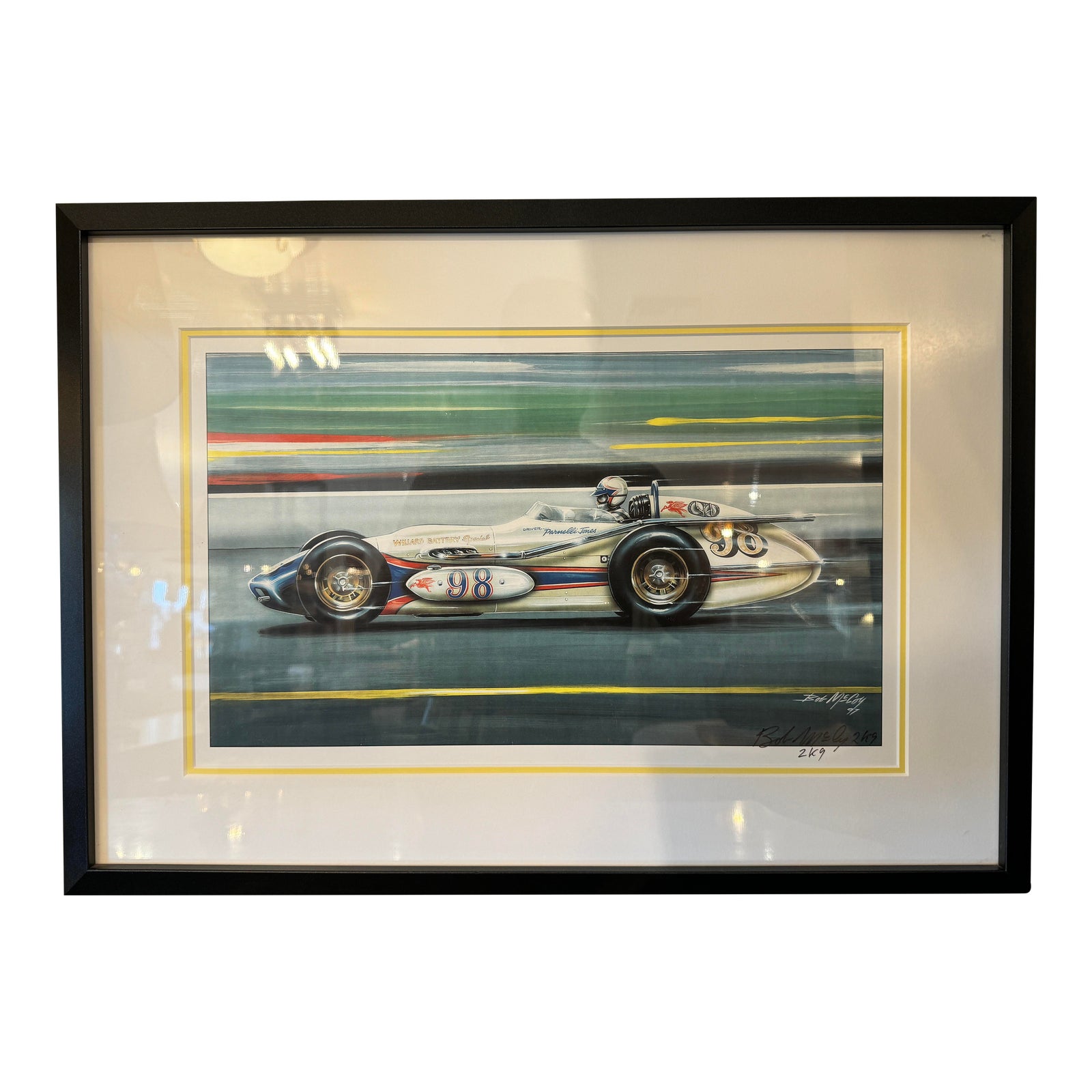 Bob McCoy Parnelli Jones Race Car Original Drawing, Signed and Framed ...