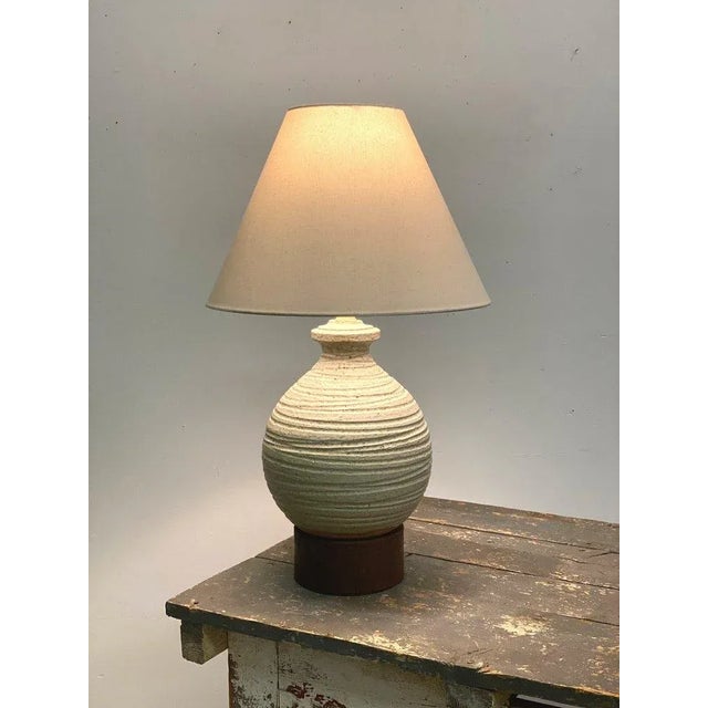 Vintage Bulbous Greige Pietra Decor Series Textured Terracotta Lamp by Bitossi for Raymor Circa 1950s Chairish