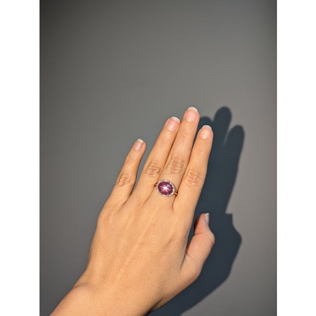 8.4ct Star Ruby Ring w Natural Diamond Accents in Solid 14K Gold | OV ...