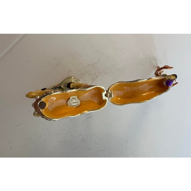 1990s Goldtone Enameled Reindeer Trinket Box With Bejeweled Crystals ...