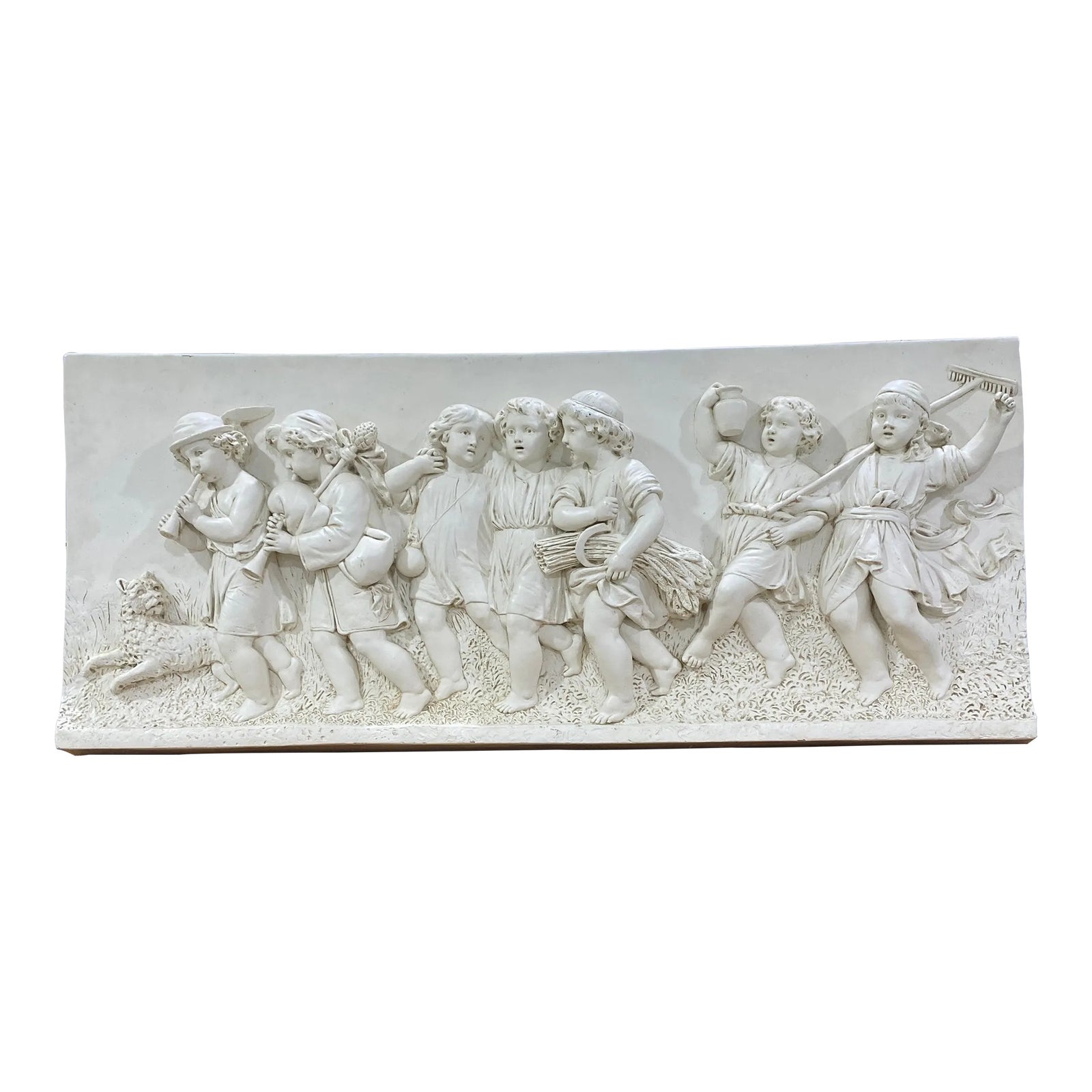 1970s Vintage Neoclassical Italian Plaster Wall Relief Sculpture | Chairish