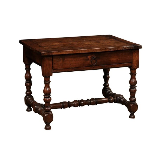 French Louis XIII Period 1630s Walnut Low Side Table with Turned Baluster Legs | Chairish