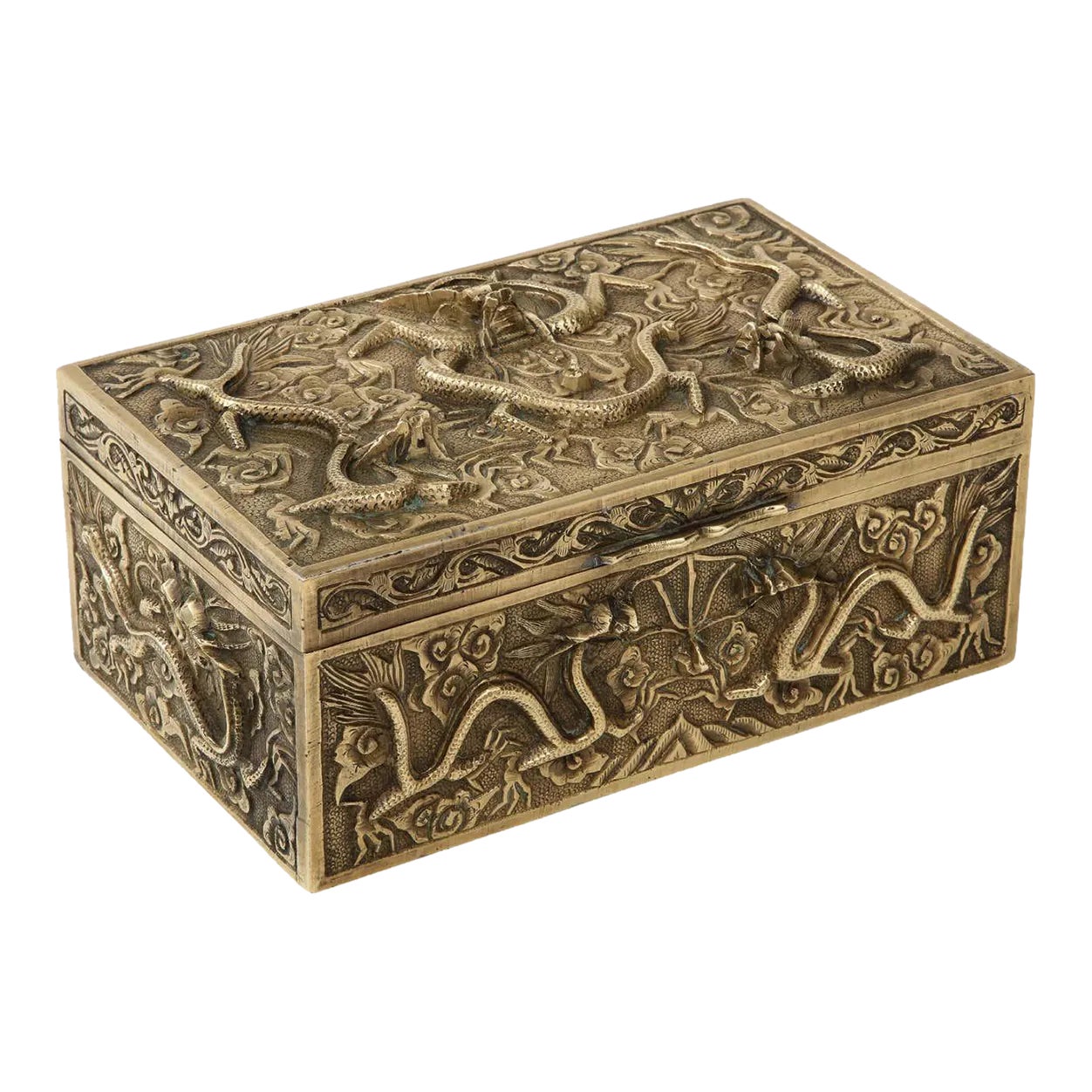 1930's Chinese Solid Brass Dragon Jewelry Box | Chairish