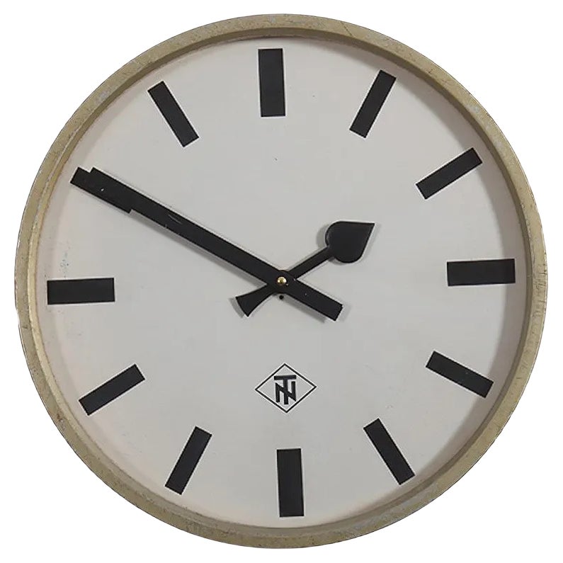 Large Vintage Industrial Factory or Station Clock from Telefonbau Und ...