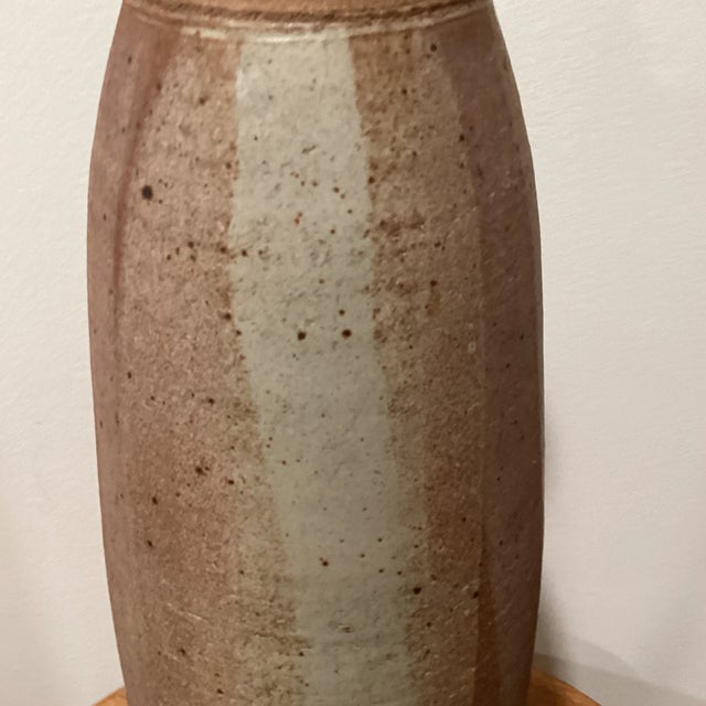 Cecil Strawn Mid Century Modern Pottery Stoneware Long Neck Vase | Chairish