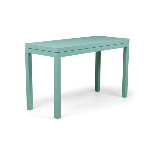 Asian Contemporary Style Turquoise Colored Raffia Wrapped Console Table ...
