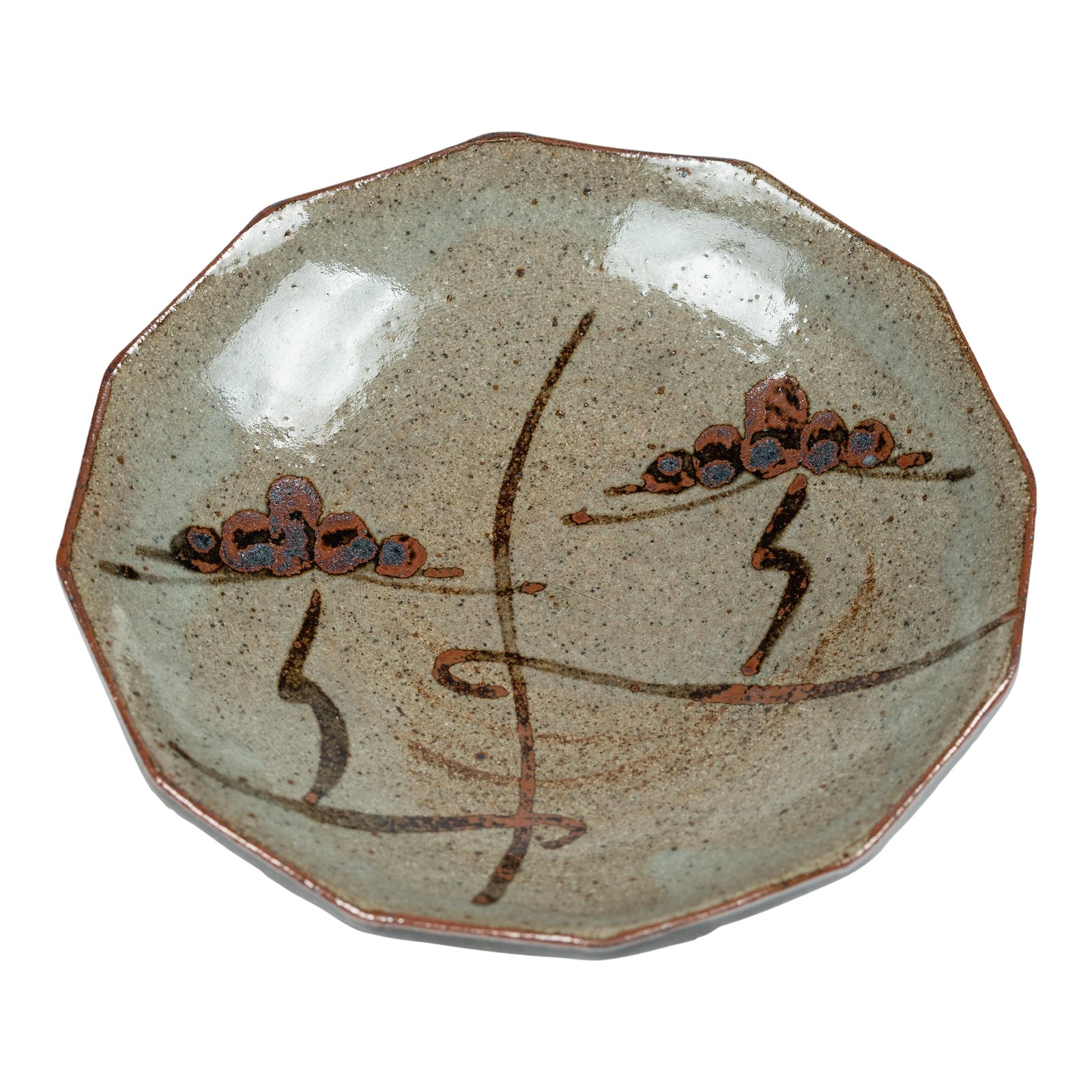Late 20th Century E-Garatsu Plate With Iron-Brush Pine Decoration ...